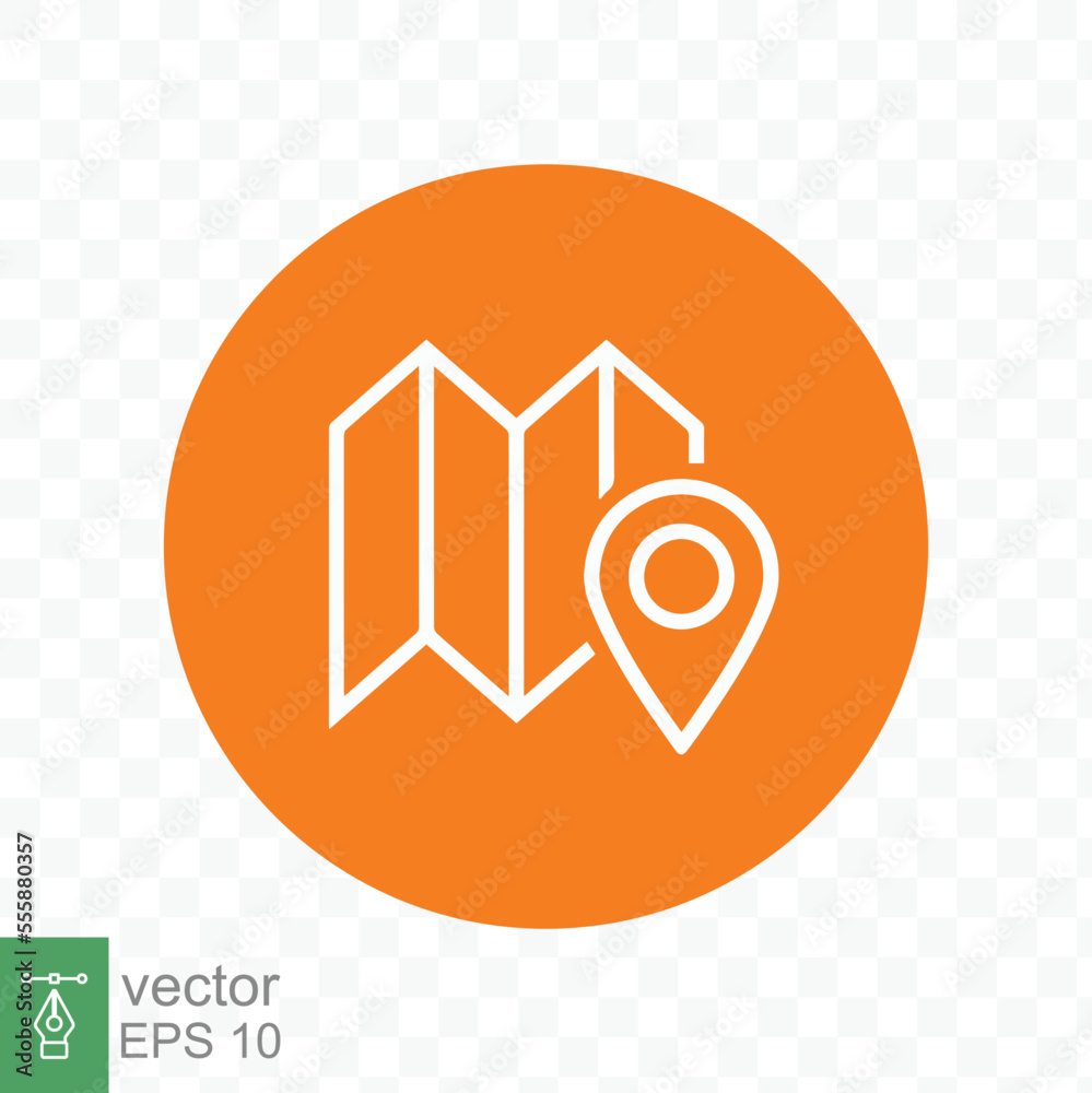 Roadmap pin place outline icon. Simple flat style. Itinerary, place ...