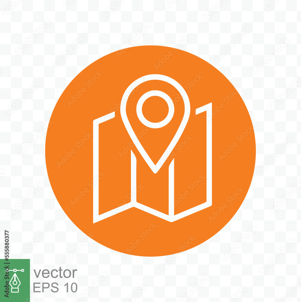 Roadmap pin place outline icon. Simple flat style. Itinerary, place ...
