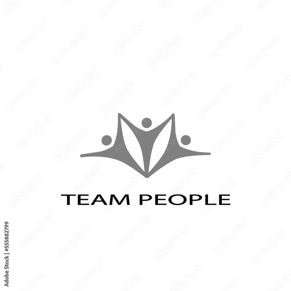 Elegant colorful logo with group of three abstract human figures ...