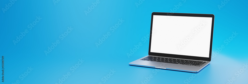 laptop isolated with transparent screen and blue background Stock Photo ...