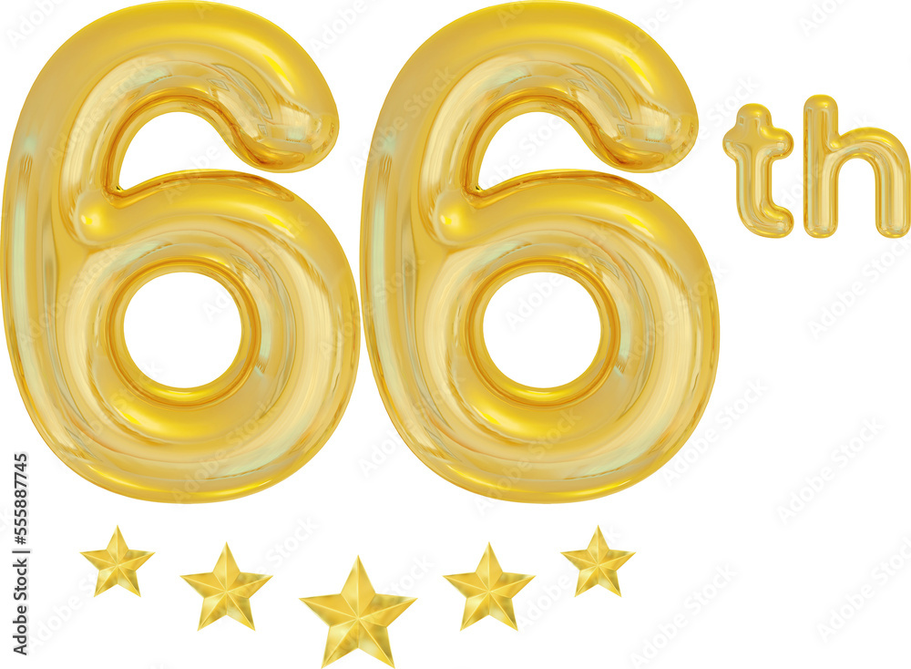 66 th year anniversary gold balloon number 3d Stock Illustration ...