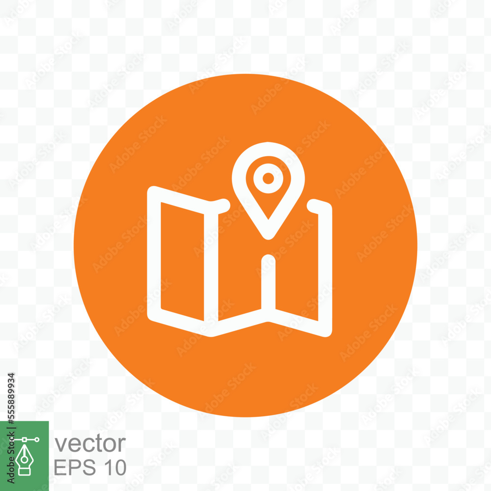 Roadmap pin place outline icon. Simple flat style. Itinerary, place ...