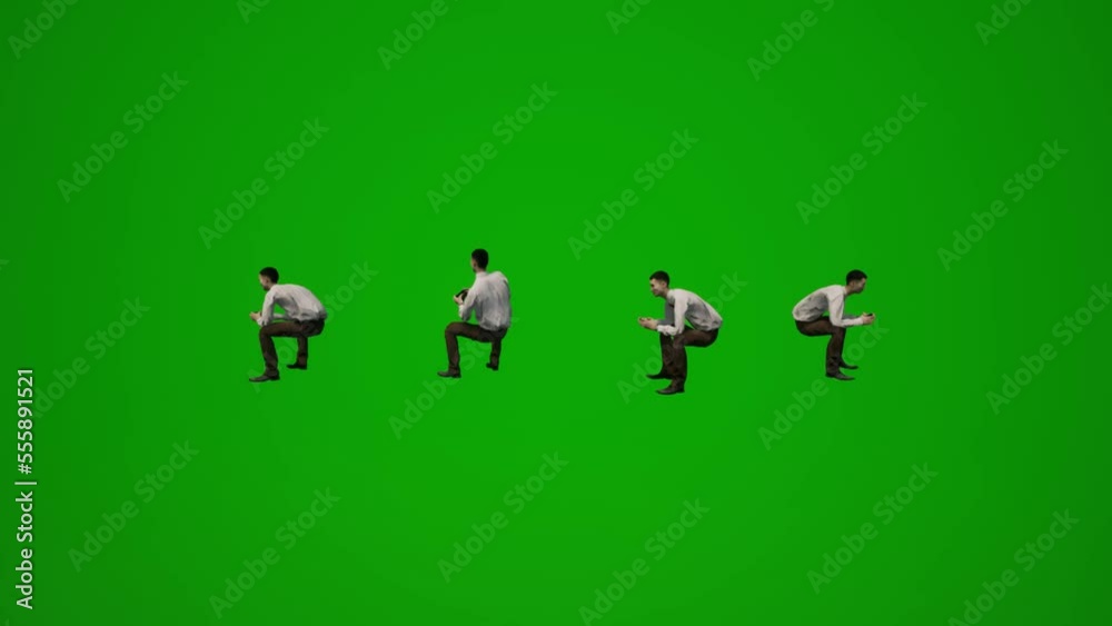 3d man government inspector on green screen sitting and relaxing and ...