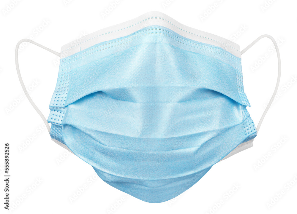 Blue medical protective face or surgical mask isolated on transparent ...