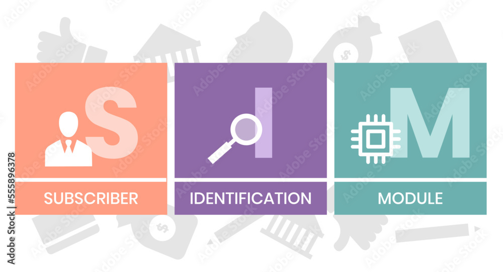 SIM - Subscriber Identification Module acronym. business concept ...