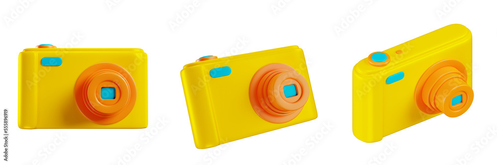 Camera 3D icon set multiple views, Multiple angles of camera 3D element ...