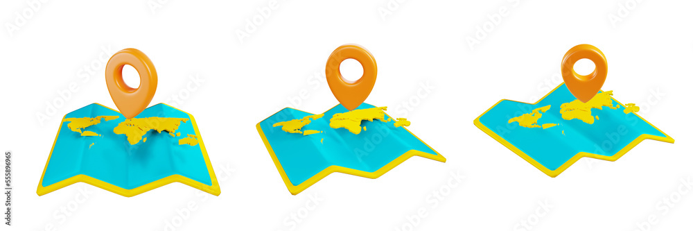Map 3D icon set multiple views, Multiple angles of Map 3D element on ...