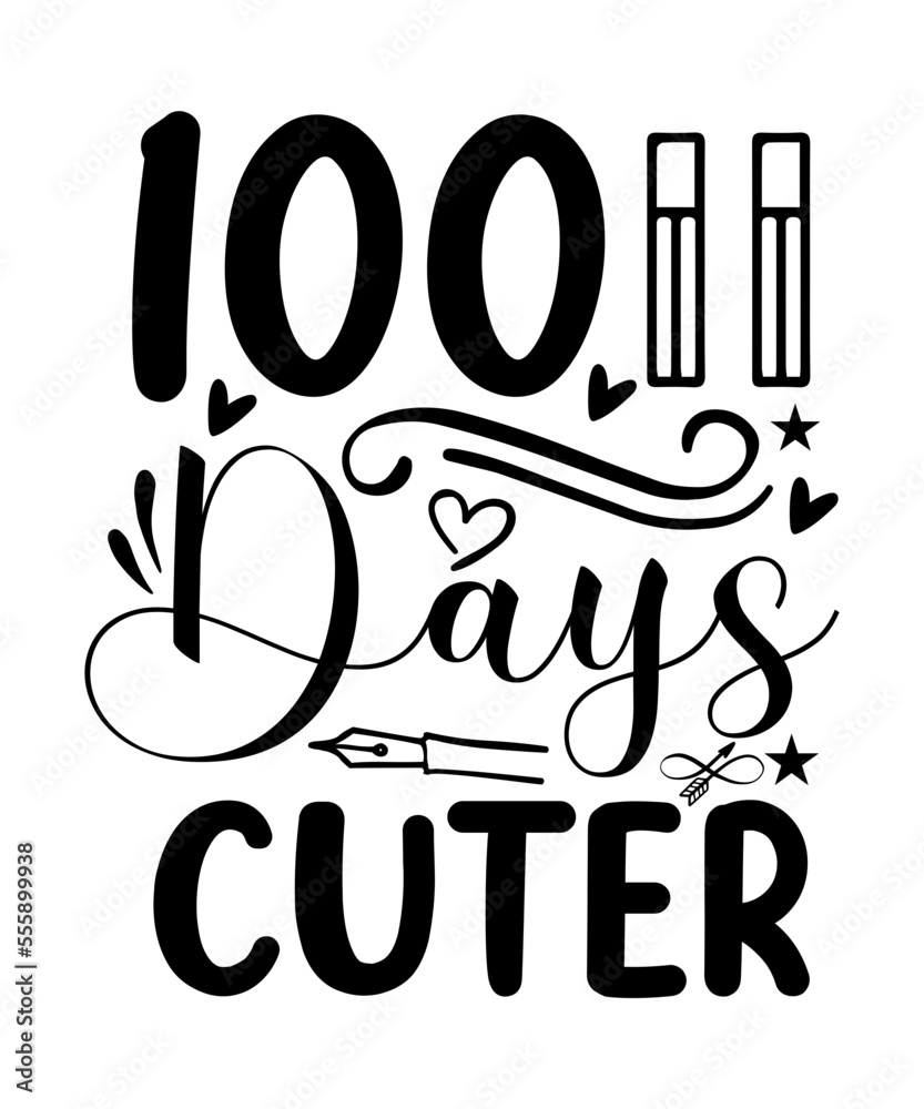 Vecteur Stock 100 Days of School SVG Bundle, 100th Day of School svg ...