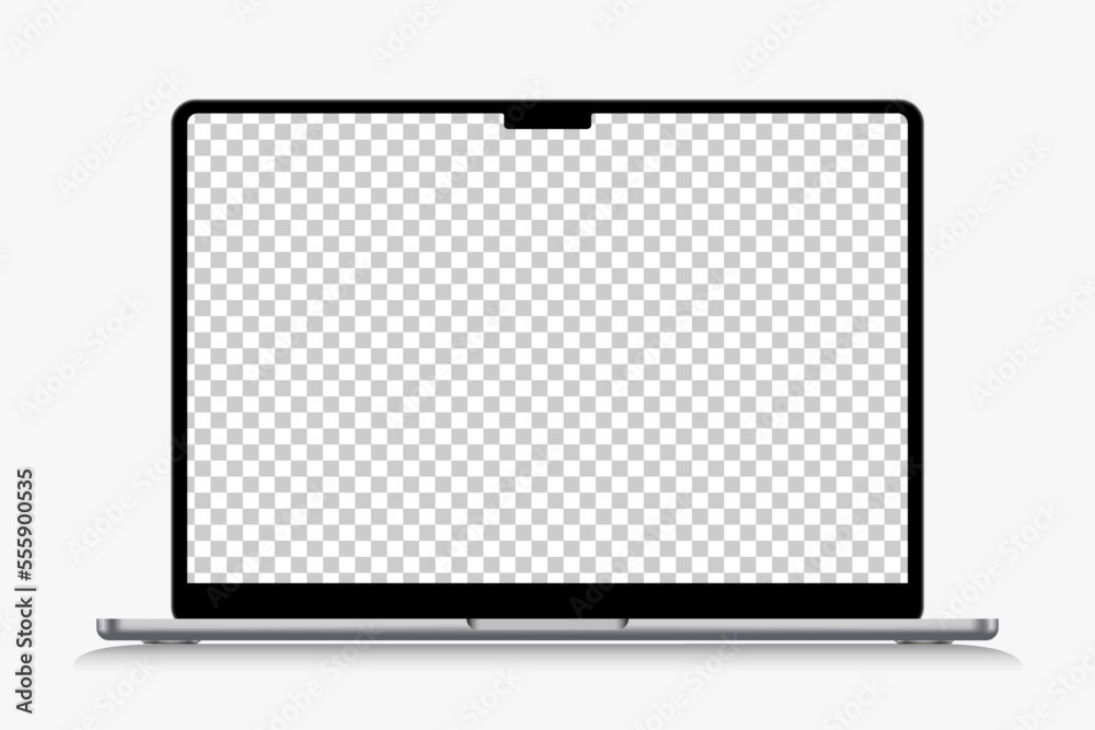 Isolated laptop mockup without background with blank screen. Stock ...