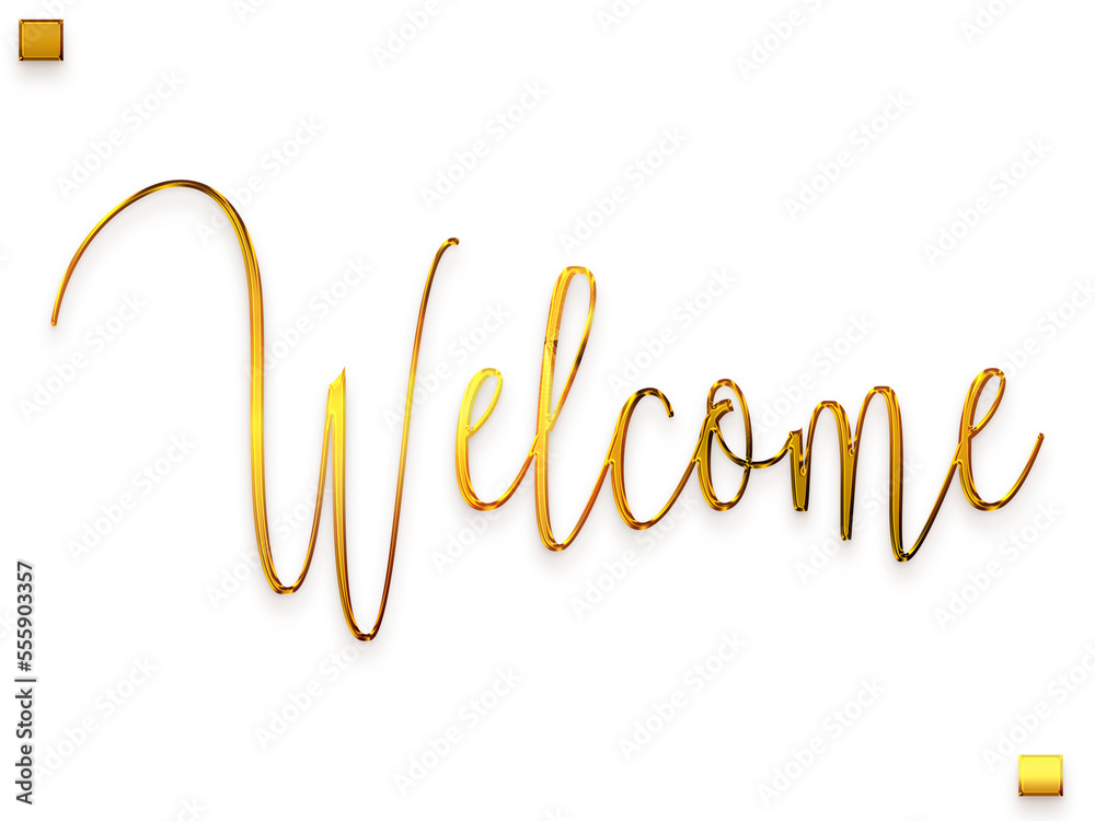 Welcome Text Gold Cursive Calligraphy Text Stock Illustration | Adobe Stock