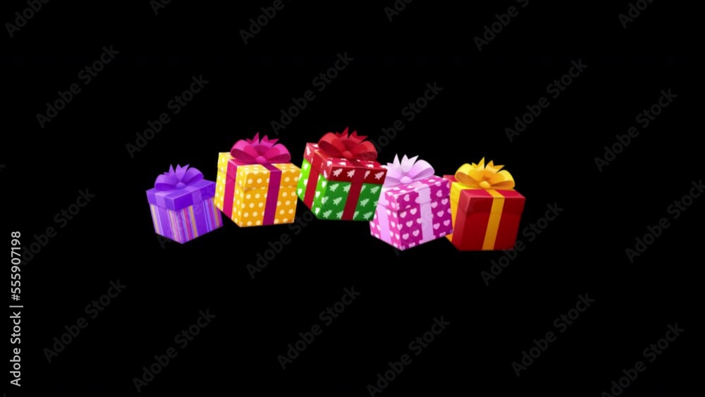 gift box design element Seamless loop animation transparent background ...