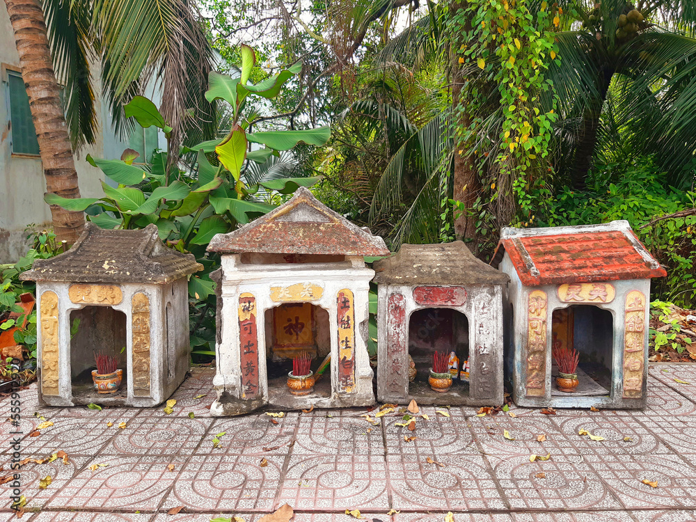 Worship to the ancestors in Vietnam street. Culture and religion of ...