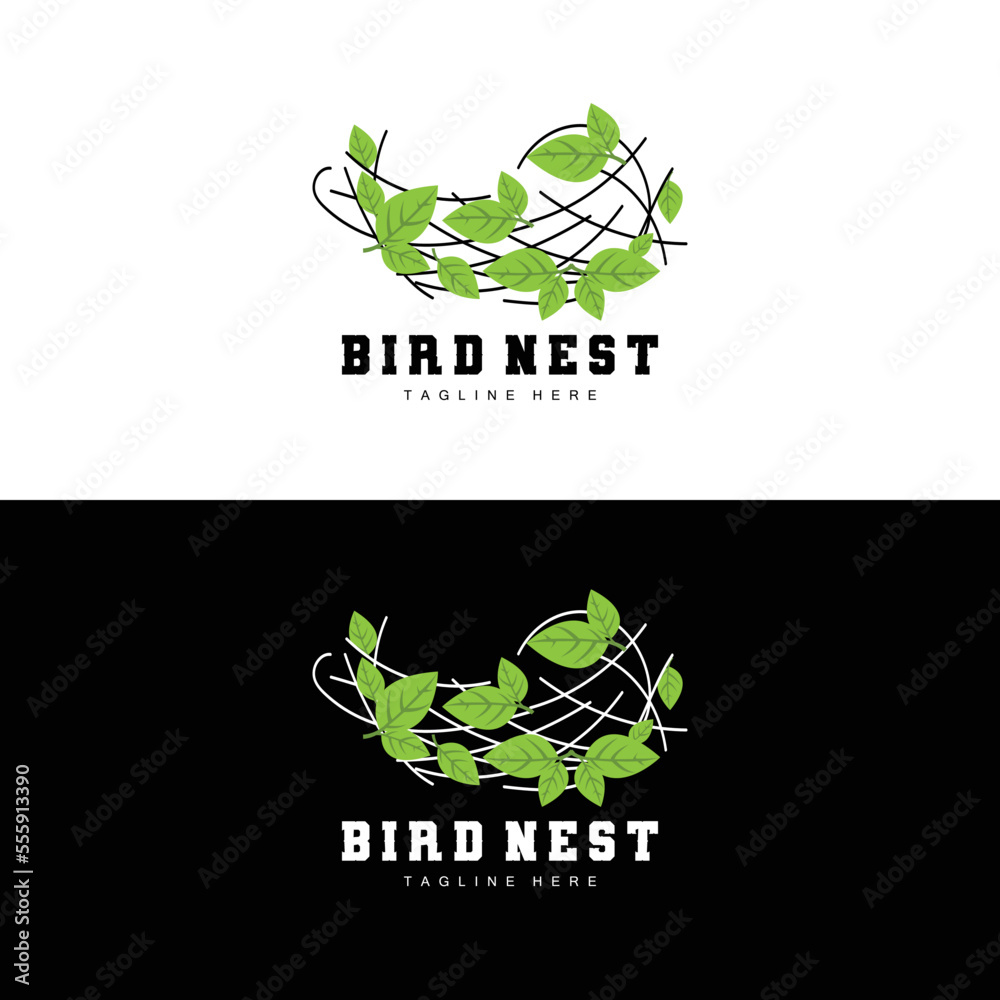 Bird's Nest Logo Design, Bird House Vector For Eggs, Bird Tree Logo ...