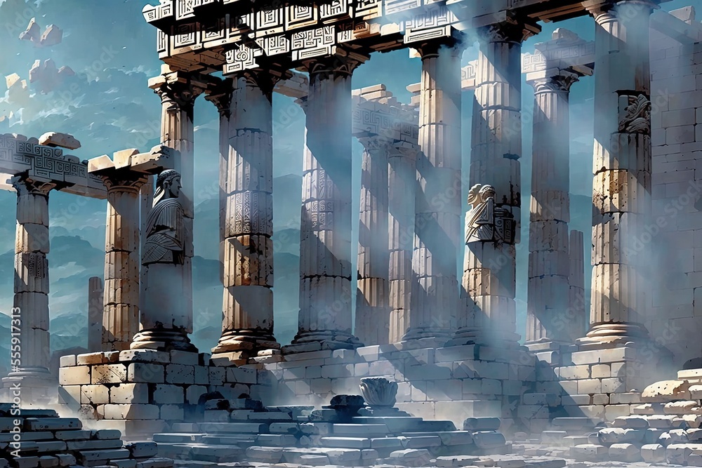 a group of pillars sitting next to each other, concept art, romanticism ...