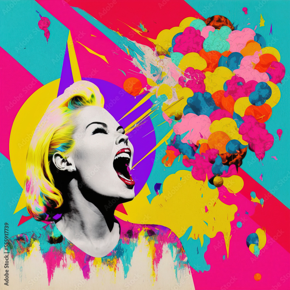 A fusion of contemporary art and old-fashioned style. Pop art ...