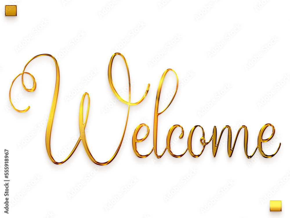 Welcome Text Gold Cursive Calligraphy Text Stock Illustration | Adobe Stock