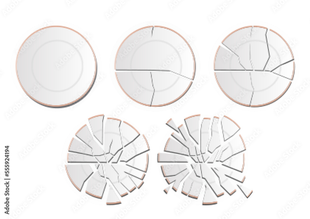 Photo & Art Print broken white plates shared top view collection., Vio