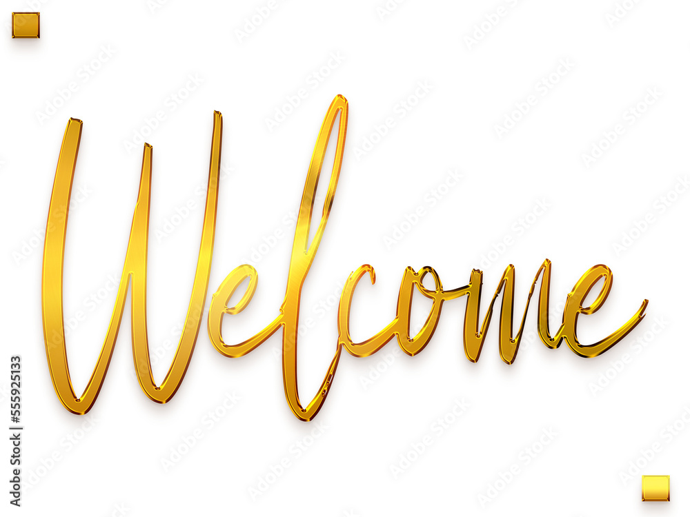 Welcome Text Gold Cursive Typography Text Stock Illustration | Adobe Stock