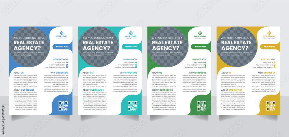 A4 size real estate business agency flyer leaflet poster banner ...