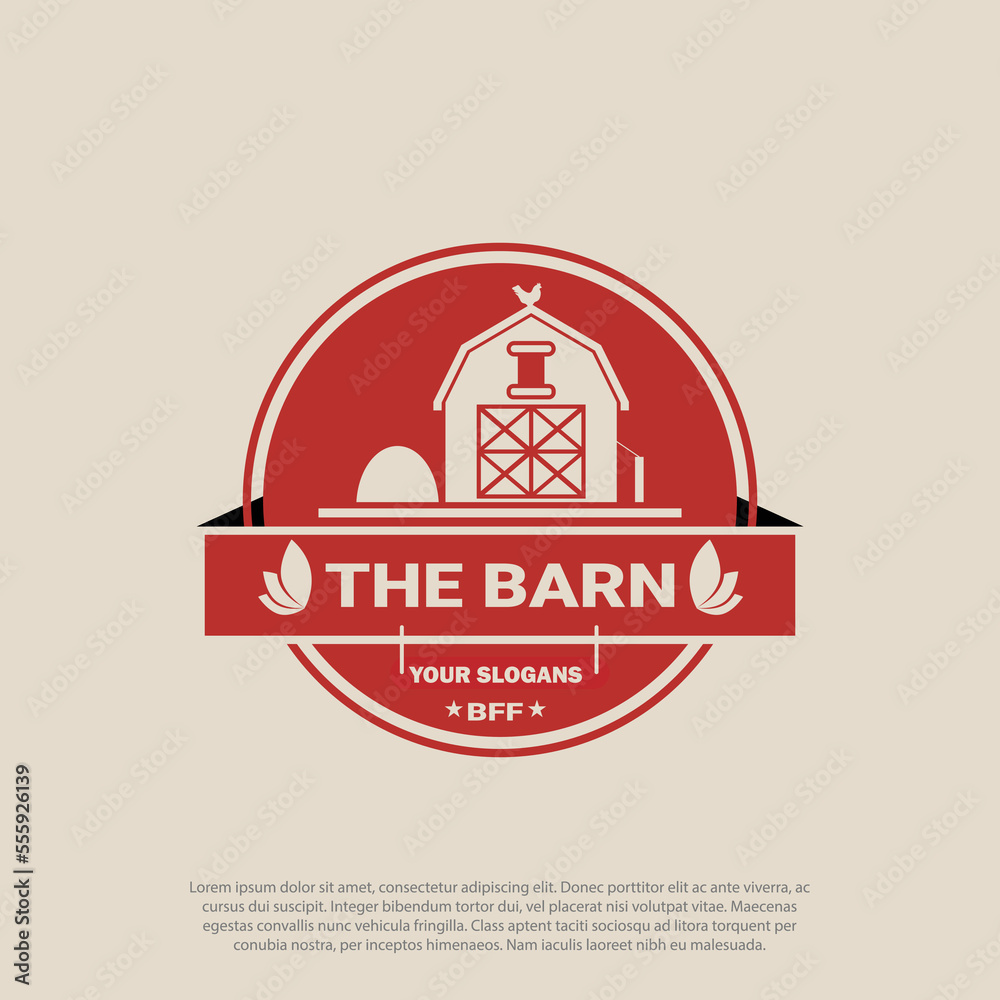 Vintage red badge barn farm logo design, Farm House concept logo ...