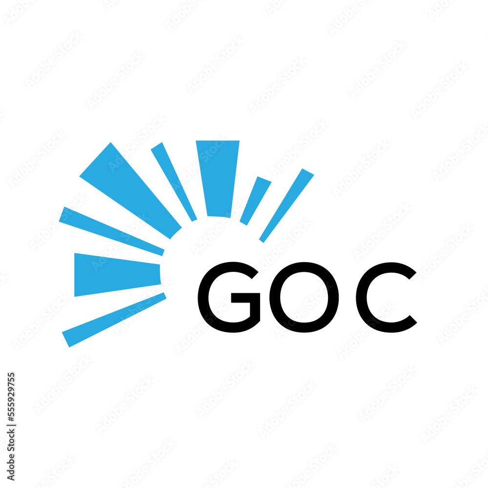 Vetor de GOC letter logo. GOC blue image on white background and black ...