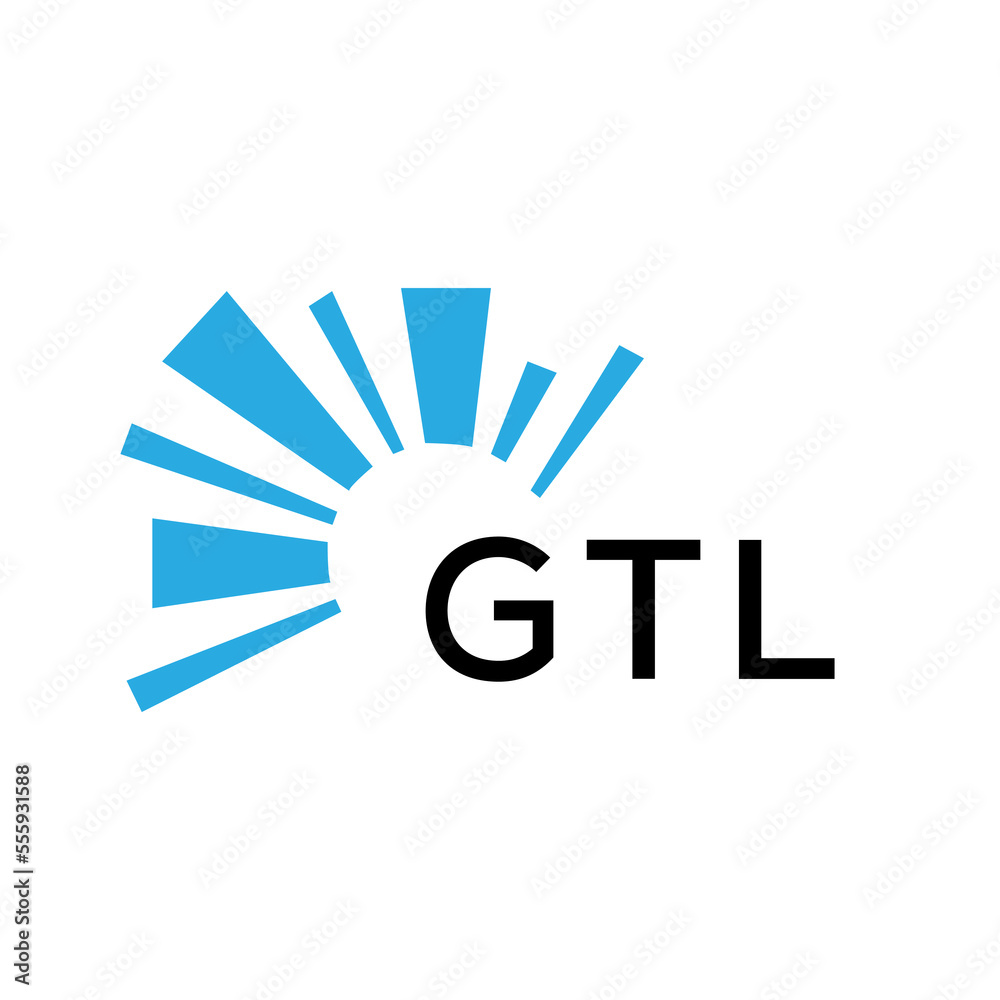 GTL letter logo. GTL blue image on white background and black letter ...