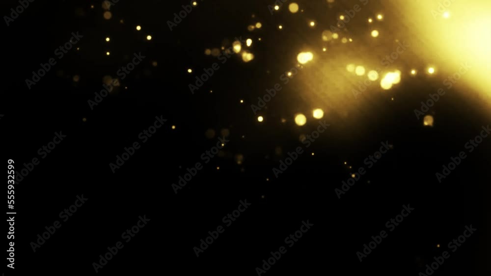 Golden glitter, dust, particles, bokeh sunlight natural shadow overlay loop background, logo ...