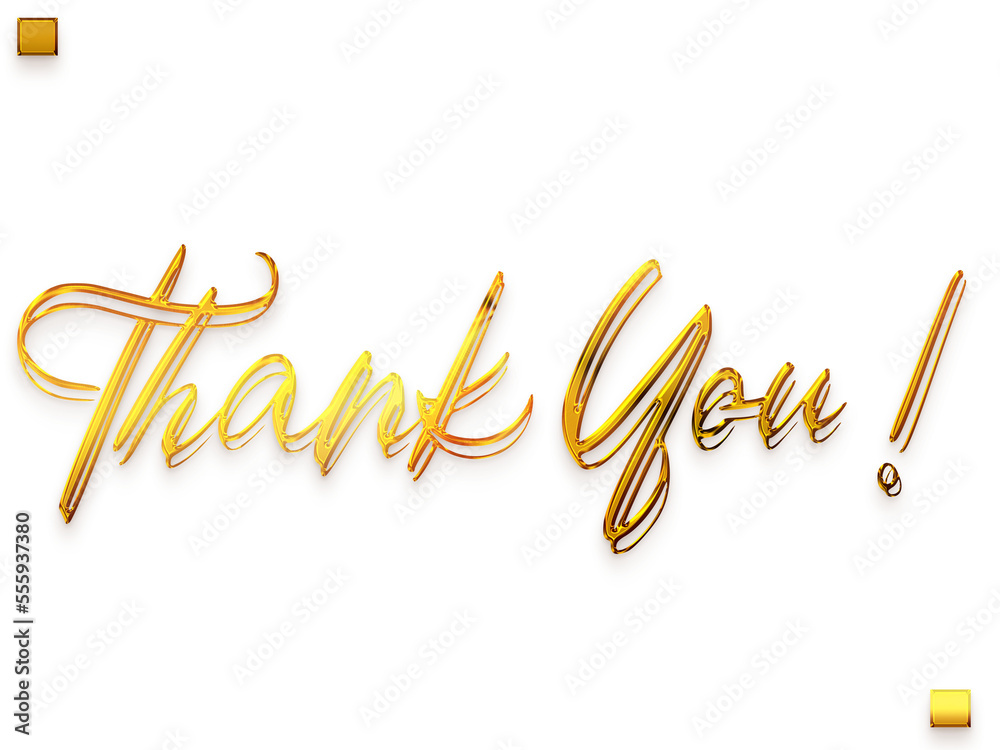 Thank You ! Transparent PNG Gold Out Line Typography Cursive Text Stock ...