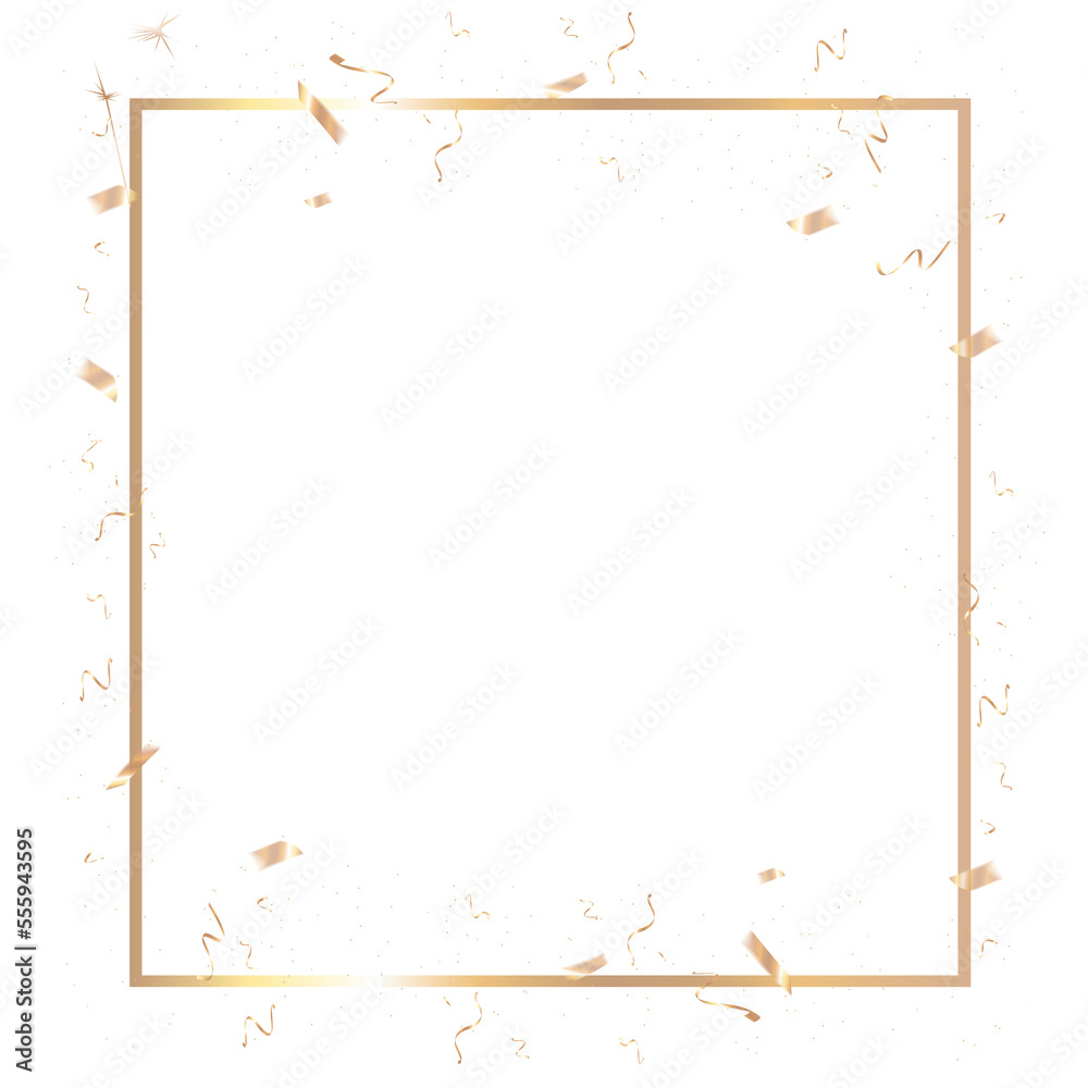 Gold square border transparent background for party, New Year ...