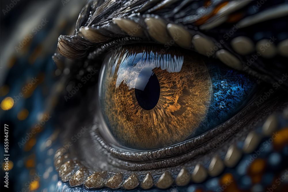 Dragon eye. 3d render of close up lizard eye. Fantasy monster looking ...