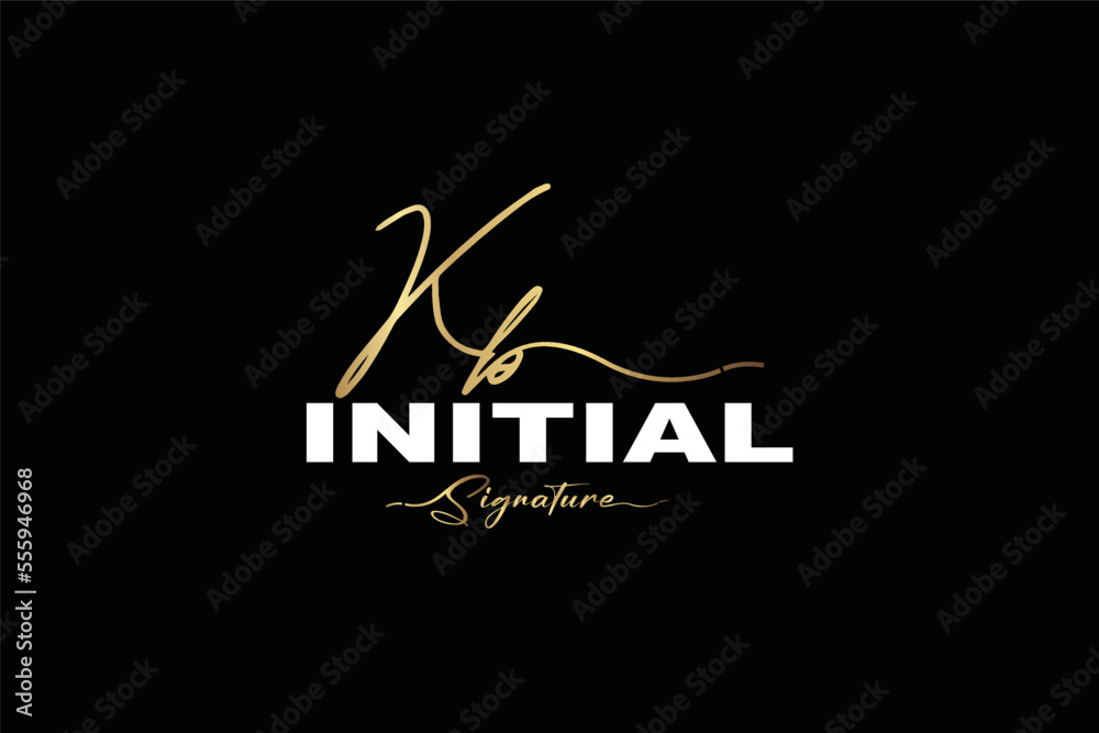 Initial K and B Logo Design in Elegant Gold Handwriting Style. KB ...