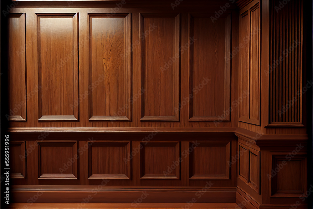 oak lacquered wall with wainscoting ideal for backgrounds Stock ...