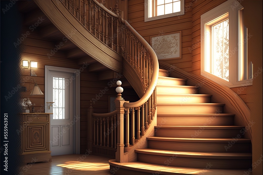 Wooden staircase compositions with a stylish appearance, steps to the ...