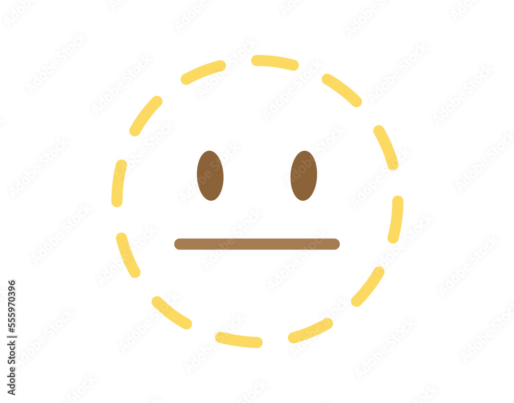 Dashed line social media face emoji isolated on white background ...