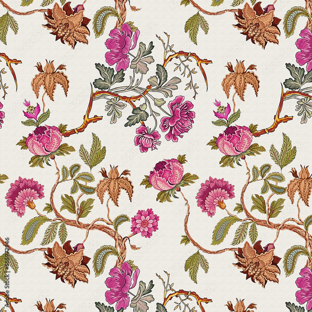 Floral seamless pattern. Indian decorative wallpaper. Design for ...