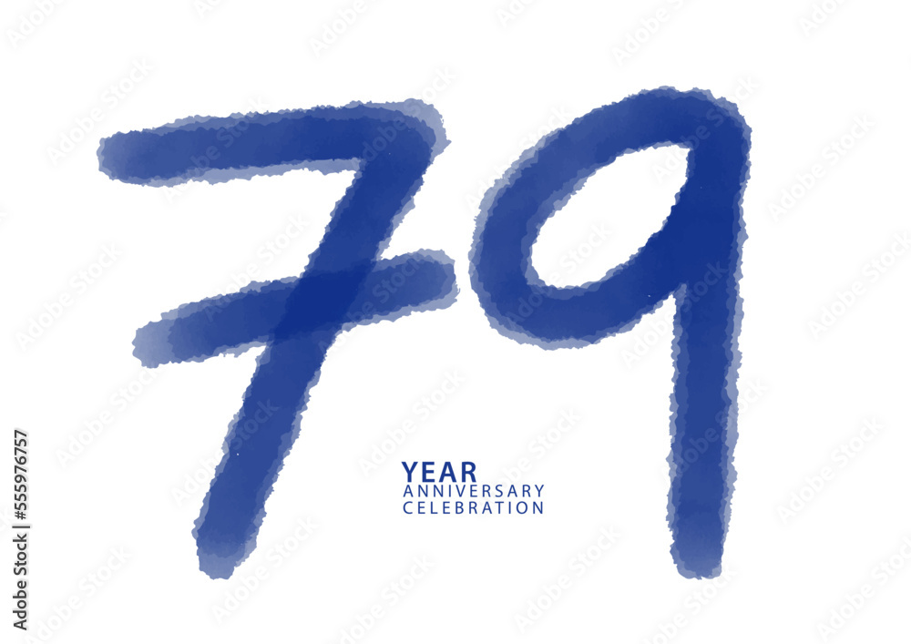 79 year anniversary celebration blue color logotype vector, 79 number ...