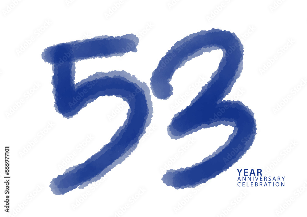 53 year anniversary celebration blue color logotype vector, 53 number ...