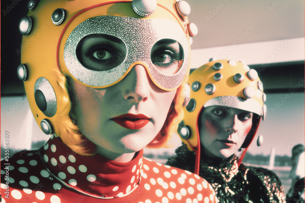 Actors in a retro sci-fi television show from the 1970s. They are ...