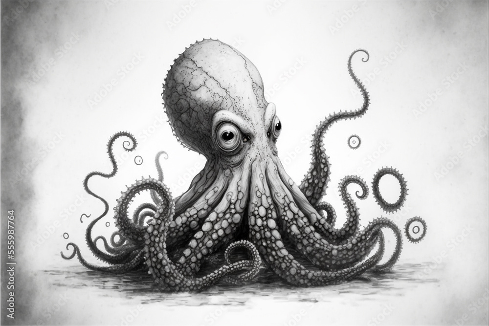hand drawn illustration of an octopus Stock Illustration | Adobe Stock