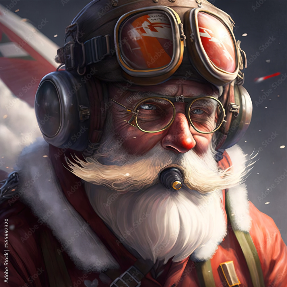 Pai Natal preparado para ir fazer uma ronda de entrega de prendas criada por Generative AI Stock ...