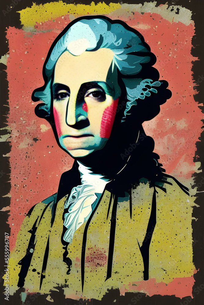 George Washington painting in pop art style created using Generative AI ...
