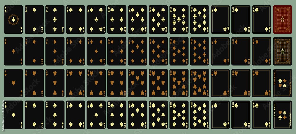 Full deck printable vector playing cards minimalist classic luxury ...