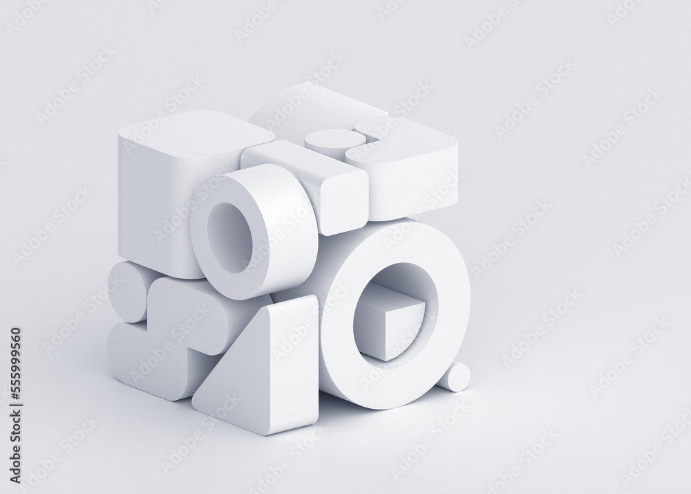 Abstract 3d render, white geometric background design Stock ...