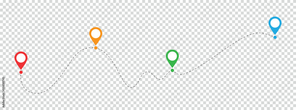 Line drawing of map location pointers. Map pin or navigation pointer ...