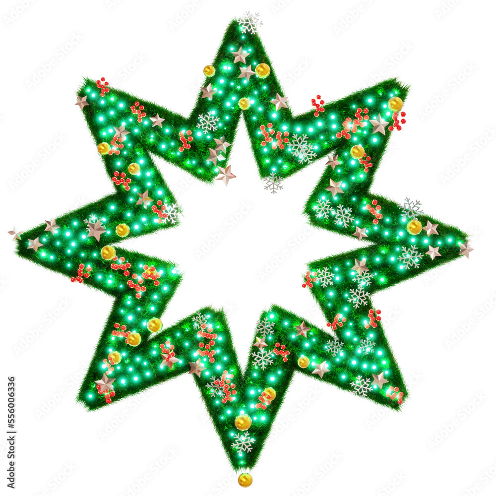 Beautiful christmas graphic element of sparkling illumination on star ...