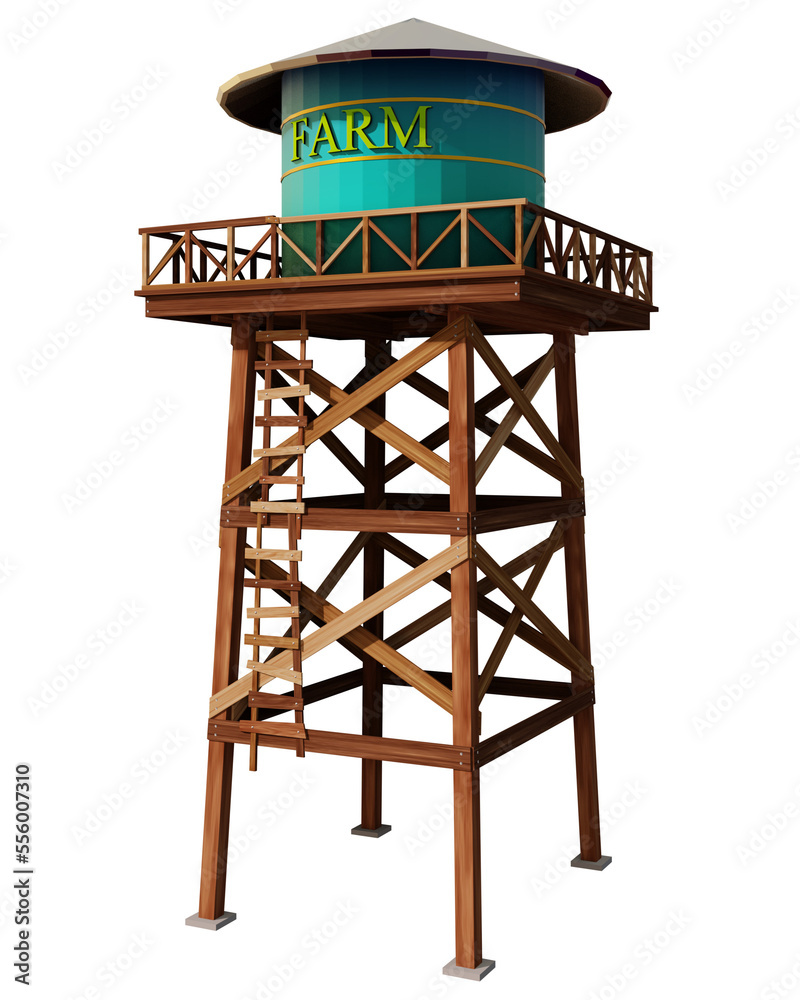 Cartoon Water Tower Stock Illustration | Adobe Stock