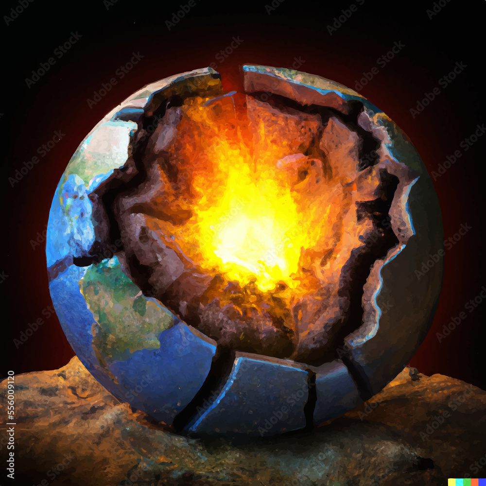 Explosion del nucleo del planeta tierra Stock Illustration | Adobe Stock