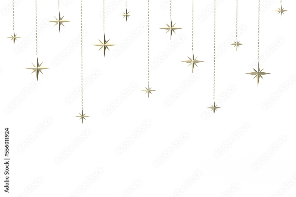 Isolated 3d golden stars hanging on chains. Stock Illustration | Adobe ...