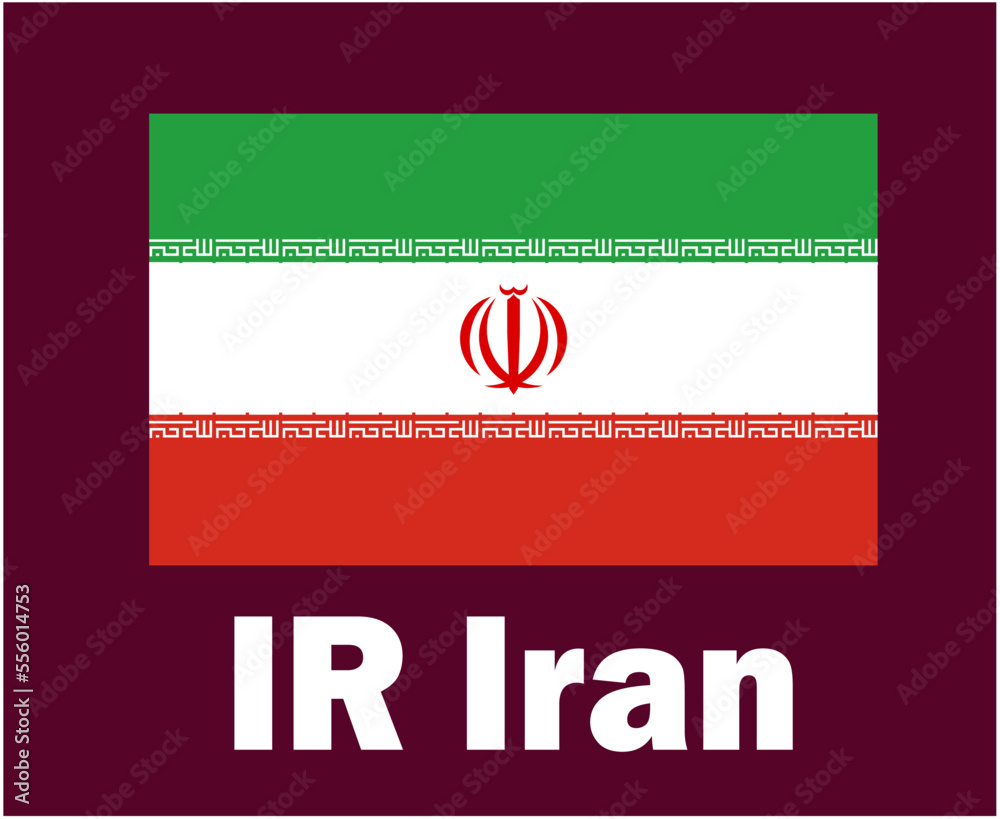 Iran Flag Emblem With Names Symbol Design Asia football Final Vector ...