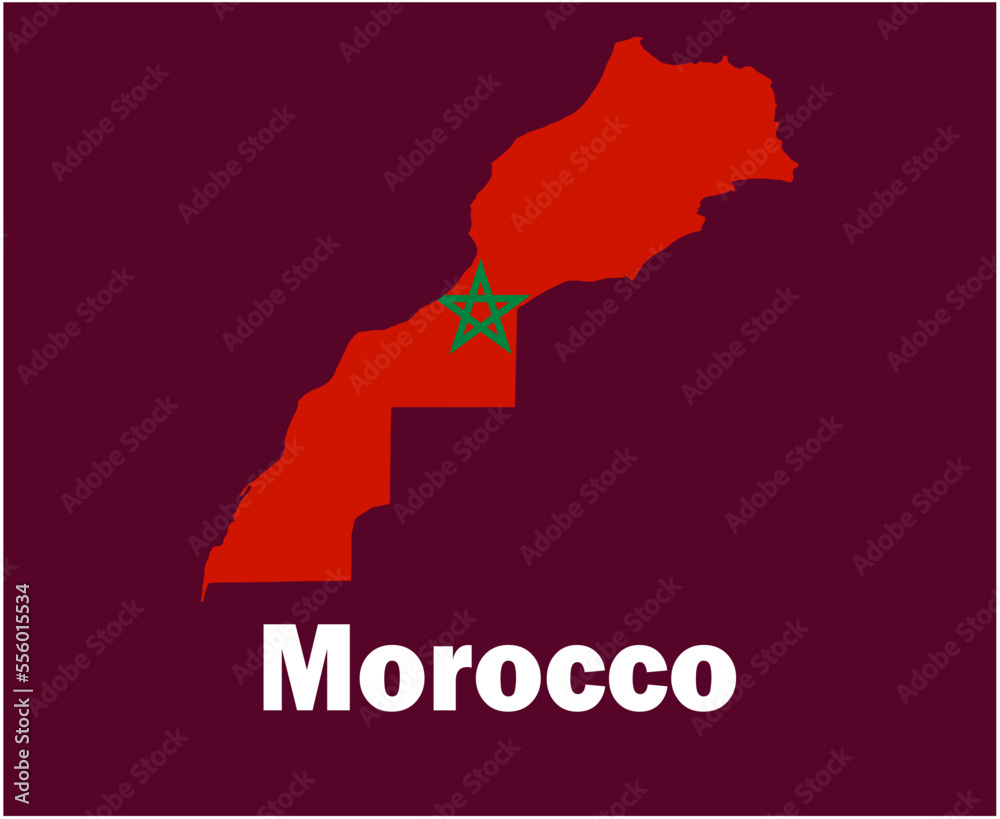 Morocco Map Flag With Names Symbol Design Africa football Final Vector ...